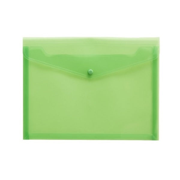 Document Wallet A4 Plastic Clip Button Green – Paper Shop & More